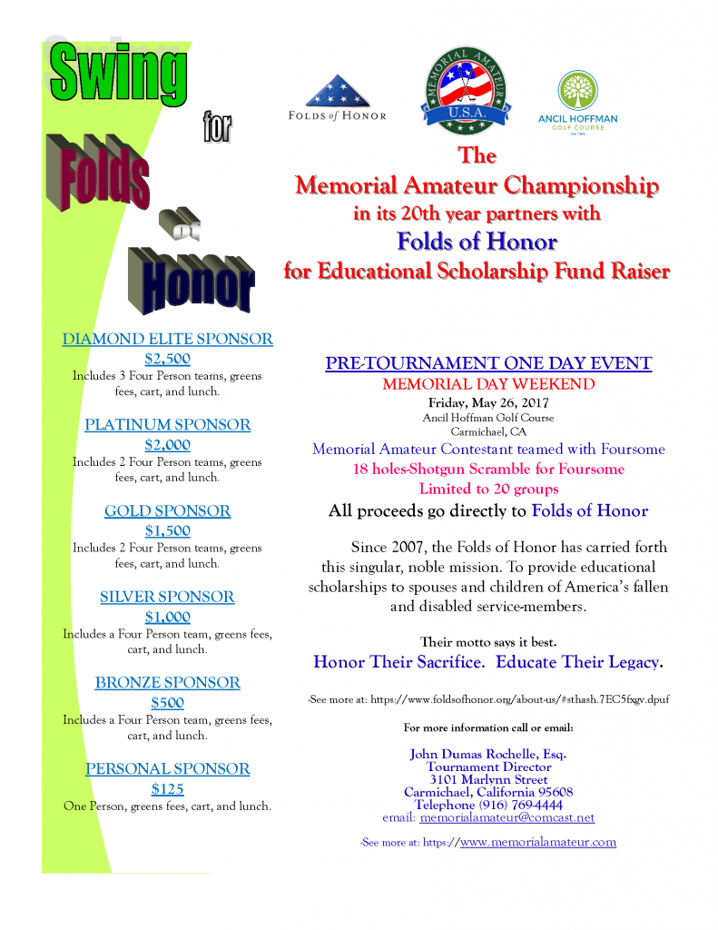Swing for Folds of Honor: Friday, May 26, 2017 ⋆ Memorial Amateur